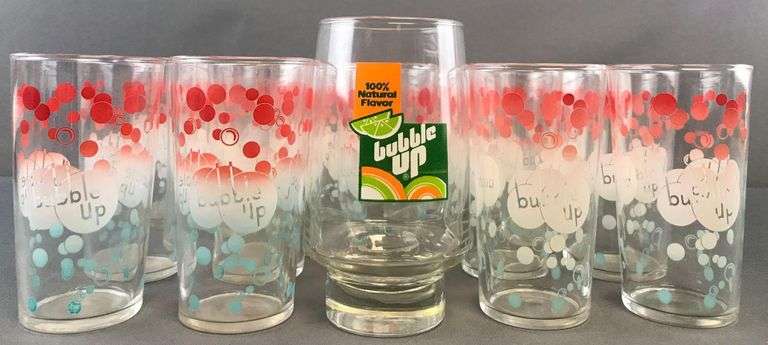 Group of 19 vintage Bubble Up drinking glasses - Matthew Bullock ...