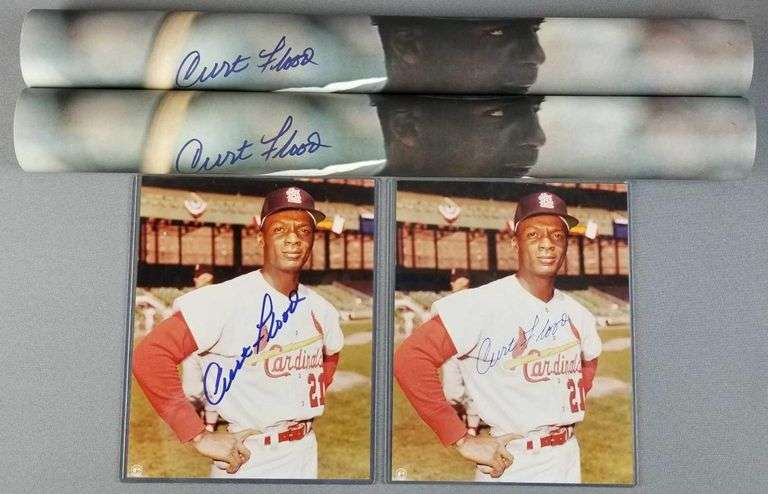 Signed Curt Flood posters and photographs - Matthew Bullock Auctioneers