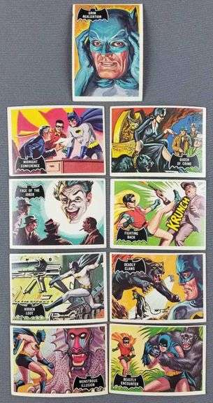 Group of 9 (1966) Batman trading cards - Matthew Bullock Auctioneers