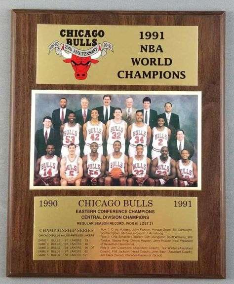 1991 Chicago Bulls NBA world champions plaque - Matthew Bullock Auctioneers