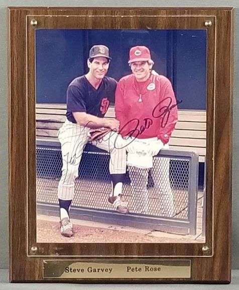 Steve Garvey and Pete Rose signed photograph plaque - Matthew Bullock ...