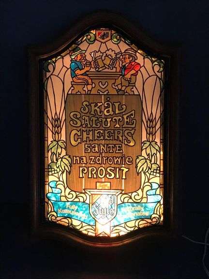 Old Style faux stained glass lighted advertising sign - Matthew Bullock ...