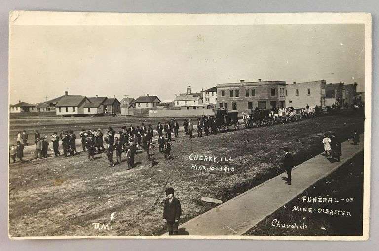 Postcard - Real Photo - Cherry Mine Disaster - Matthew Bullock Auctioneers