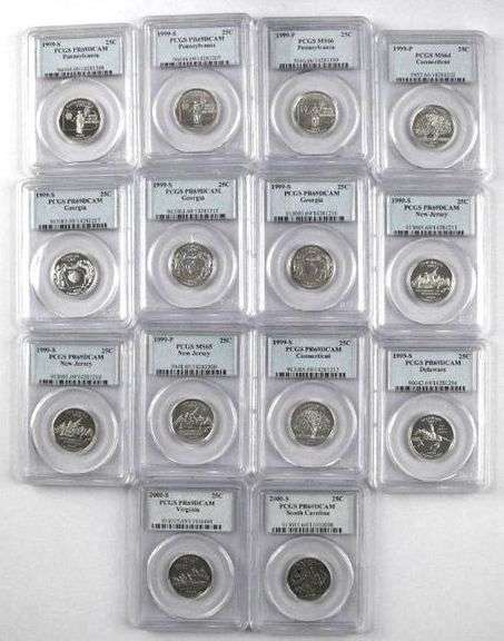 Group of (14) PCGS Certified PR/MS Washington Statehood Quarters ...