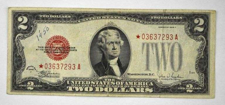 1928-F $2 Legal Tender Star Note - Matthew Bullock Auctioneers