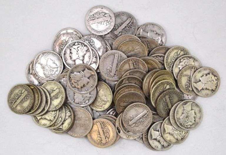 Group of (100) Mercury Silver Dimes - Matthew Bullock Auctioneers