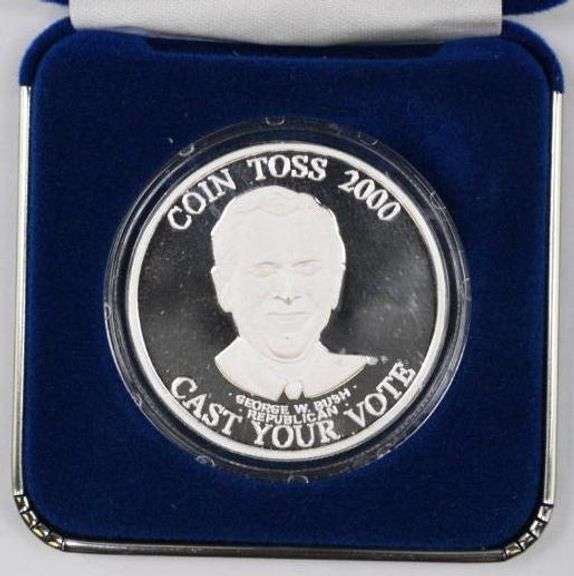 Coin Toss 2000 George Bush / Al Gore 1oz. .999 Fine Silver Round ...