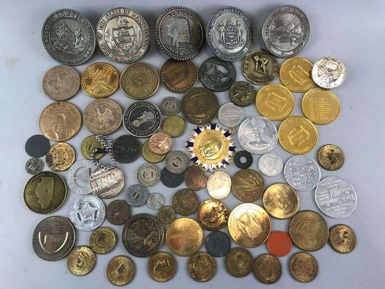 Group of 50+ assorted vintage tokens, medallions, and more - Matthew ...