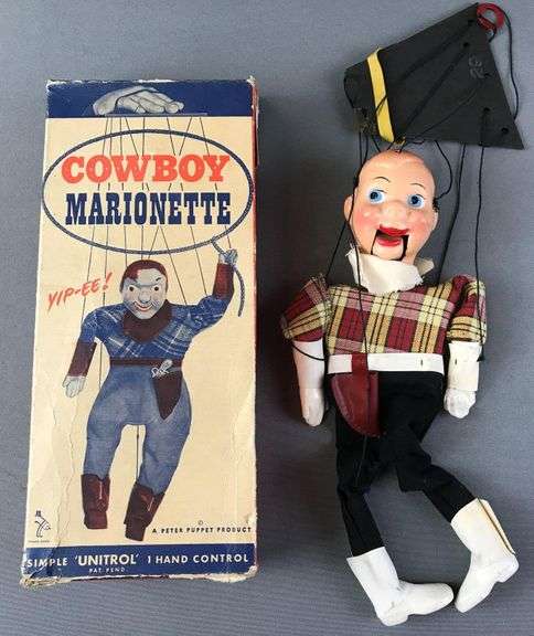 Peter Puppet Cowboy Marionette Puppet - Matthew Bullock Auctioneers