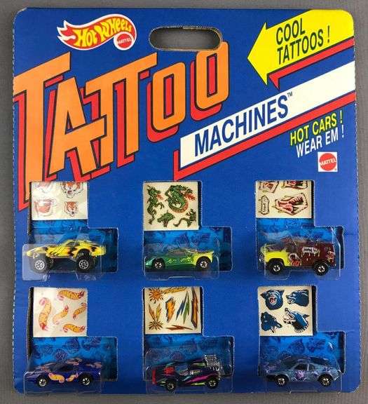 Hot Wheels tattoo machines set of die cast cars and tattoos in original ...
