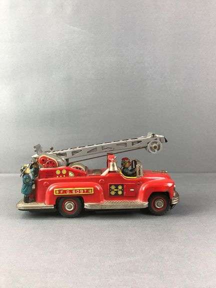 Japanese Tin Litho Battery Operated Firetruck Toy - Matthew Bullock ...
