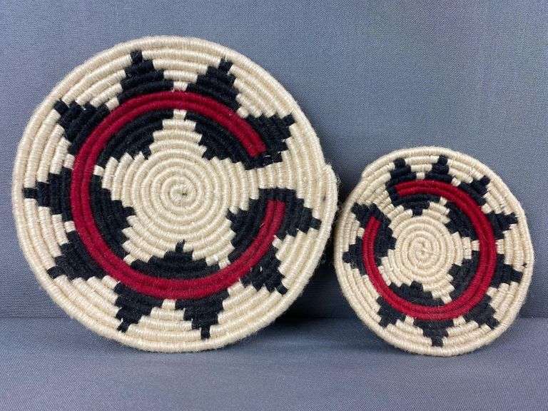 Group of 3 Native American Indian woven coil baskets - Matthew Bullock ...