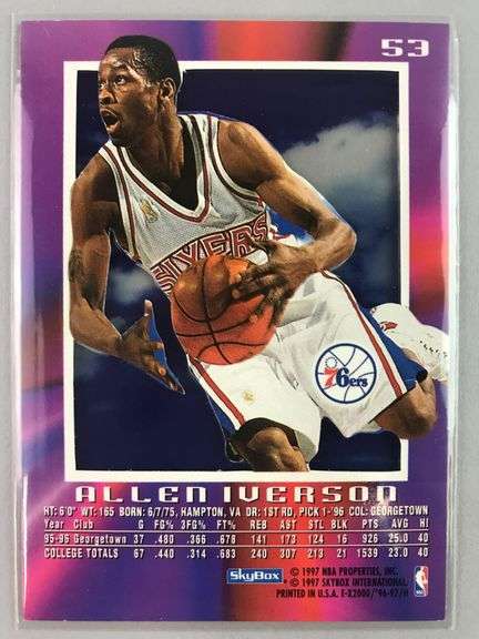 1996 Allen Iverson Skybox Ex-2000 Basketball - Matthew Bullock Auctioneers