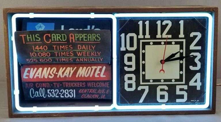 Neon Action Ad Electric Clock Co. Flip Rotating Flipper Sign - Matthew ...
