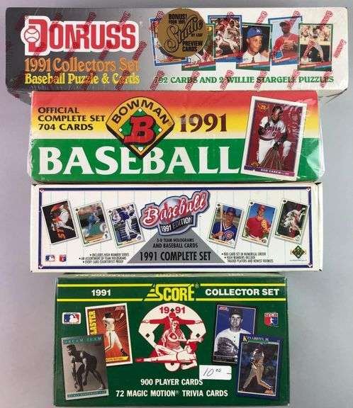 Lot Of 4- 1991 Factory Baseball Card Box Sets - Matthew Bullock Auctioneers
