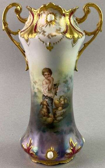 Melon Eater Schlegelmilch R S Prussia Gilt and Iridescent Glazed Vase ...