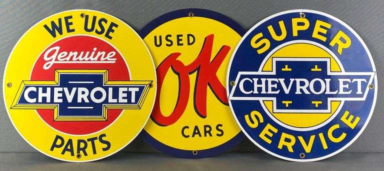 Group of 3 Porcelain Enameled Advertising Signs - Matthew Bullock ...