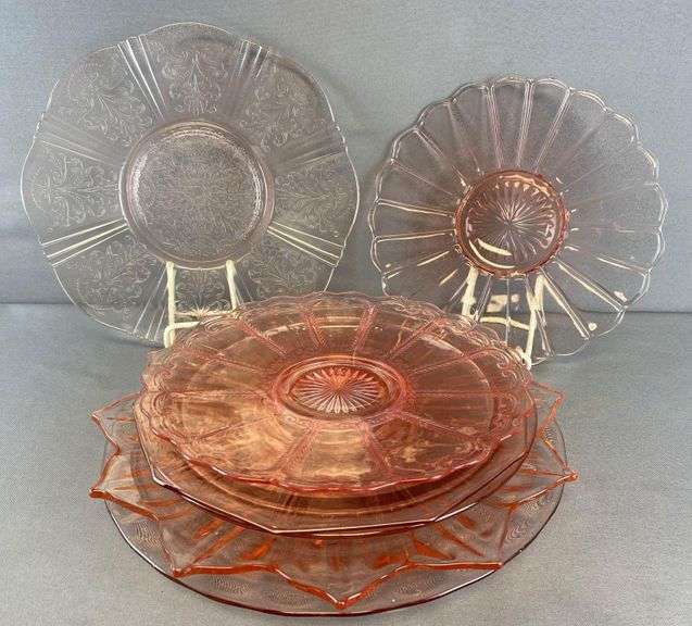 Group of 7 assorted Pink depression glass plates - Matthew Bullock ...