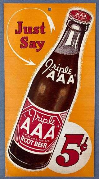 AAA Root Beer Advertising Sign - Matthew Bullock Auctioneers