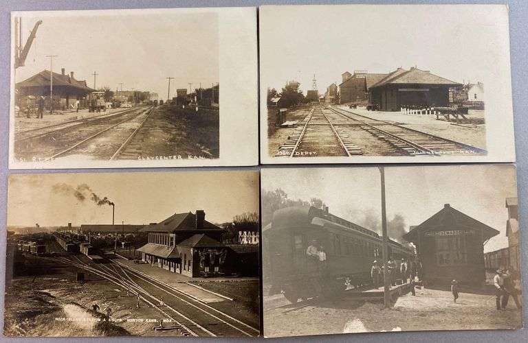 Postcards-Train Depots Kansas Real Photo - Matthew Bullock Auctioneers