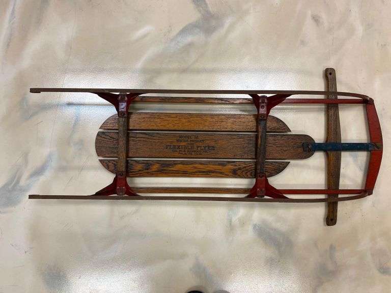 Flexible Flyer Snow Sailor Model 16 wood sled - Matthew Bullock Auctioneers