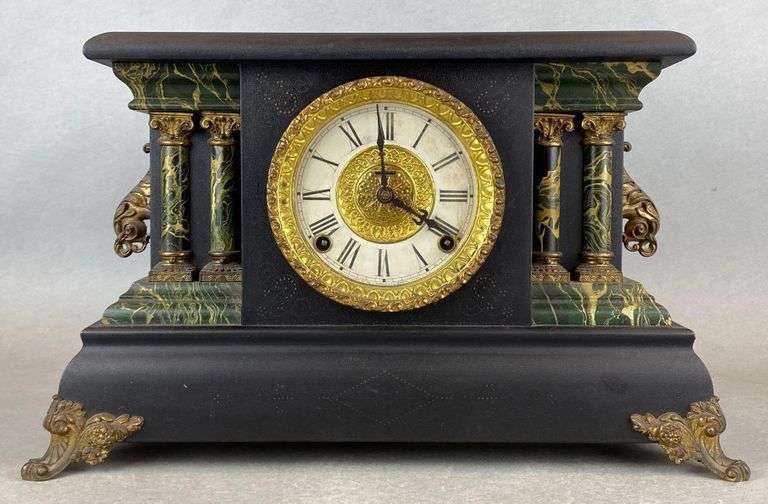 E. Ingraham Wood/Metal Mantle Clock - Matthew Bullock Auctioneers