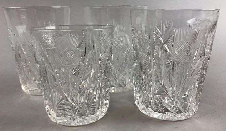 Group of 4 : American Brilliant Period Cut Glass Thistle Pattern ...