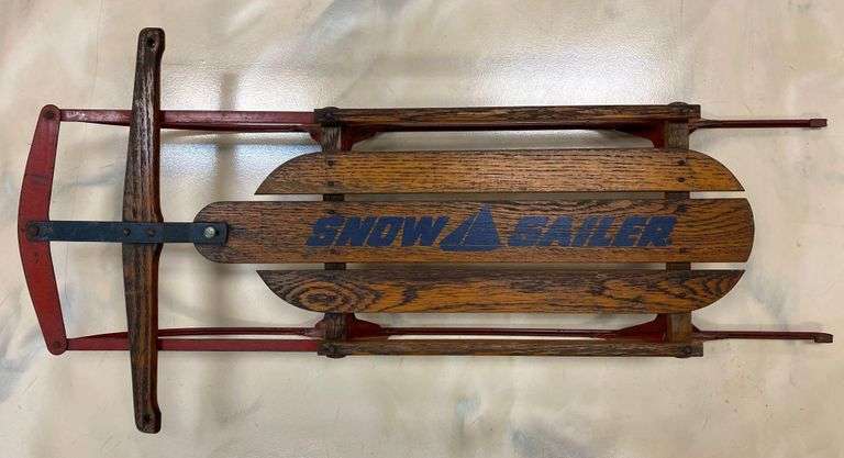 Flexible Flyer Snow Sailor Model 16 wood sled - Matthew Bullock Auctioneers