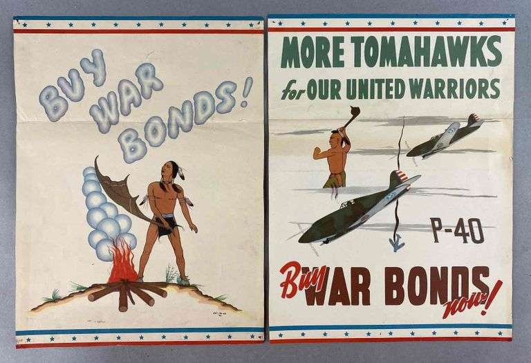 Group of 2 Native American WW2 Propaganda Posters - Matthew Bullock ...