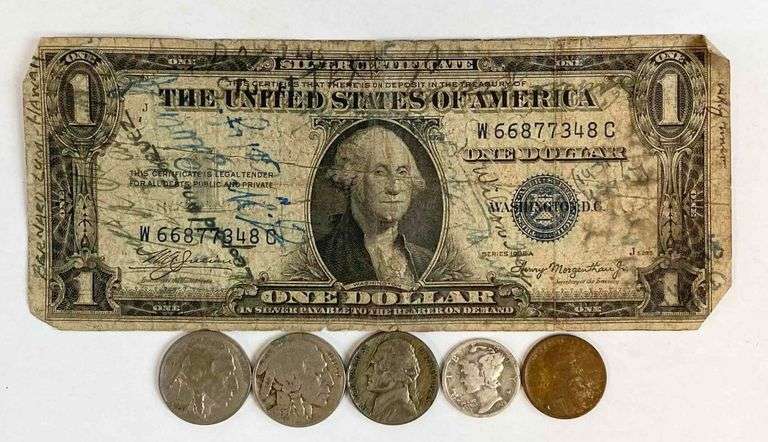 Group of US Currency and Coins - Matthew Bullock Auctioneers