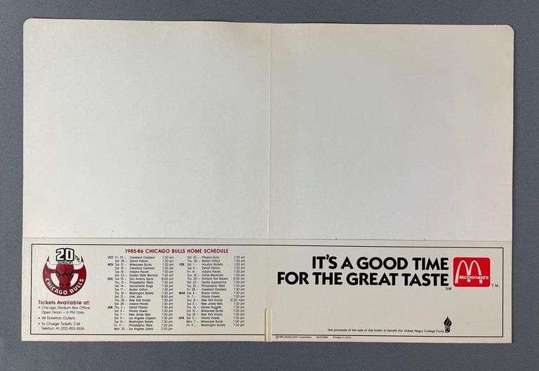 1985 McDonalds Michael Jordan Chicago Bulls Folder - Matthew Bullock ...