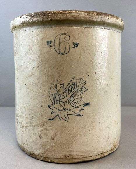 6 Gallon Western Stoneware Crock - Matthew Bullock Auctioneers