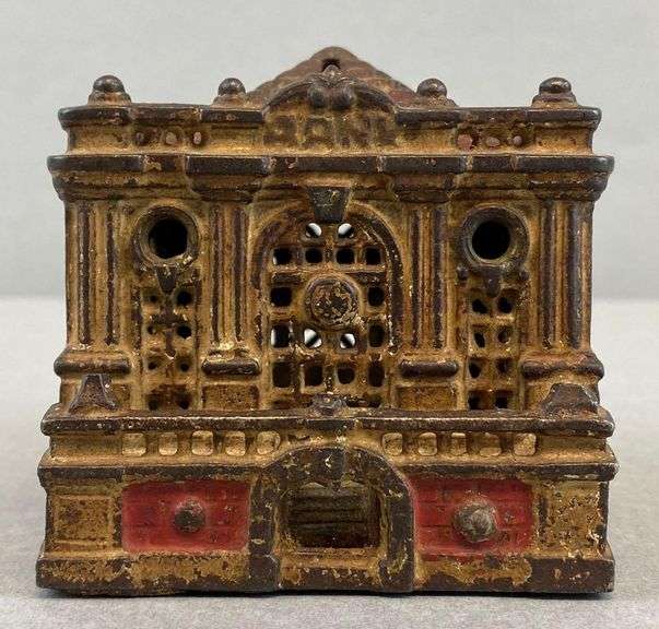 Bank Cast Iron Coin Bank - Matthew Bullock Auctioneers