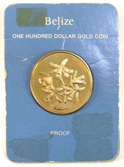 1980 Belize $100 Gold Proof Coin - Matthew Bullock Auctioneers