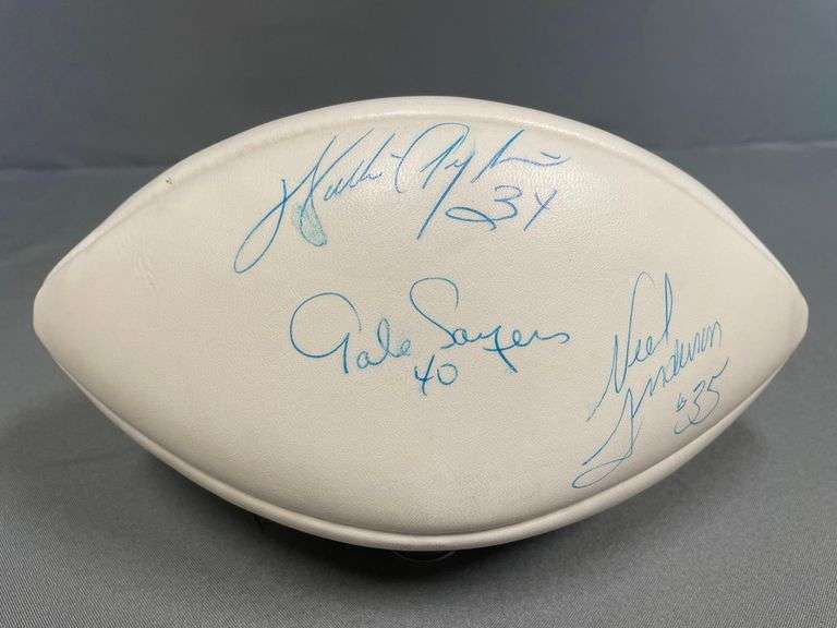 Walter Payton, Gale Sayers, Neal Anderson Signed Football with JSA COA ...