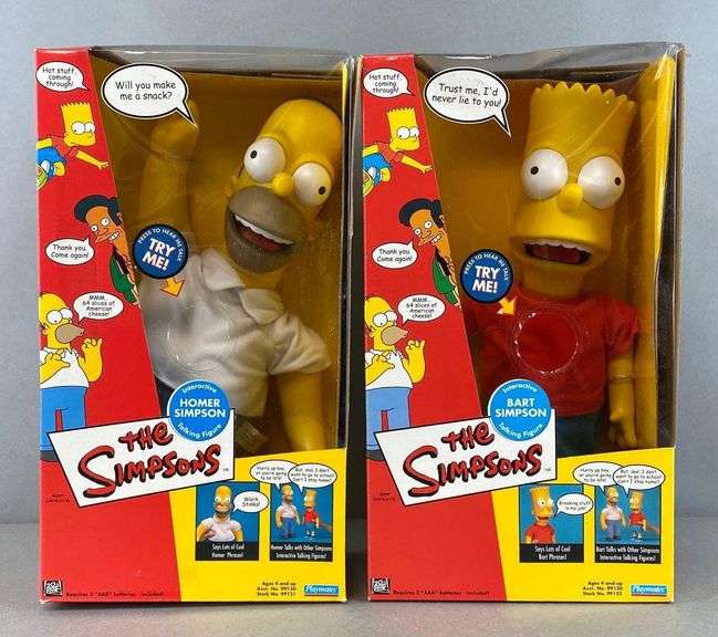 Group of 2 Playmates Homer and Bart Simpson Dolls - Matthew Bullock ...