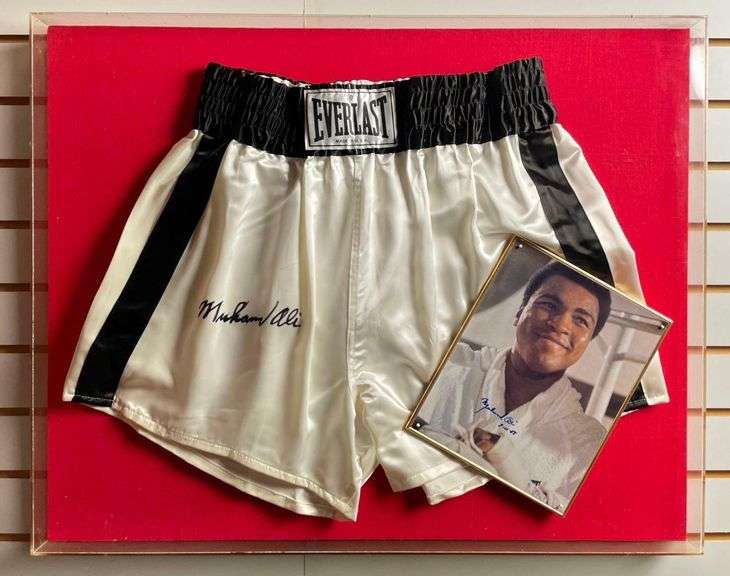 Framed And Signed Muhammad Ali Boxing Trunks and Photo - Matthew ...