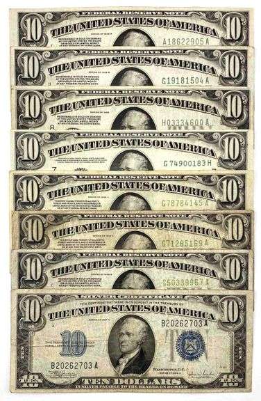 1928 and 1934 Green and Blue Seal Silver Certificate and Federal ...