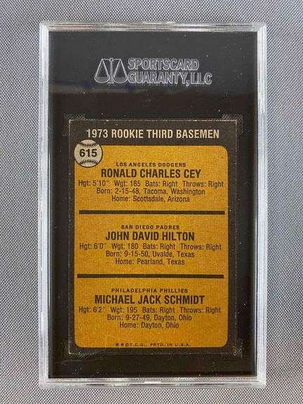 1973 Topps Mike Schmidt Rookie 3rd Baseman #615 SGC 5 - Matthew Bullock ...