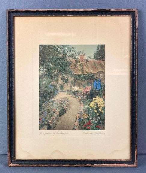 Wallace Nutting A Garden of Larkspur Framed Print - Matthew Bullock ...