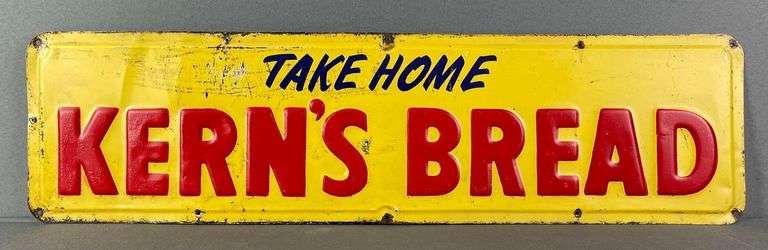 Vintage Kerns Bread Advertising Metal Sign - Matthew Bullock Auctioneers