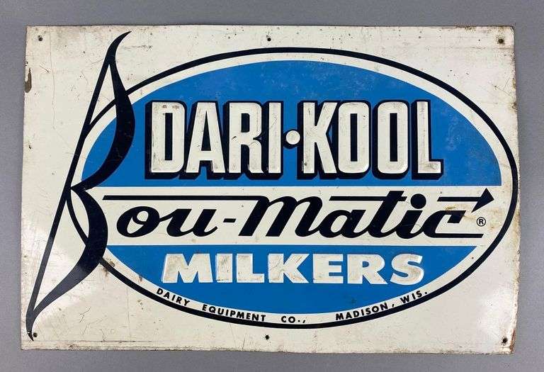 Dari-Kool Bow Matic Milkers Metal Advertising Sign - Matthew Bullock ...