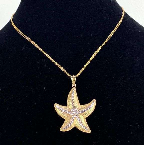 14K Gold Starfish Necklace - Matthew Bullock Auctioneers
