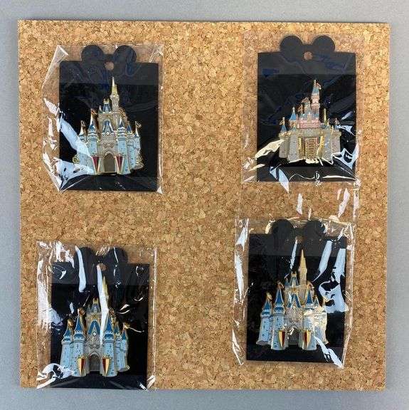 Group of 4 Disney Castle Enamel Pins - Matthew Bullock Auctioneers