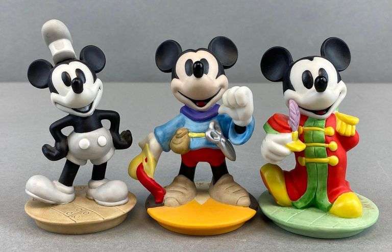 Group of 3 Signed Disney Sir Lanka Mickey Mouse Porcelain Figurines ...