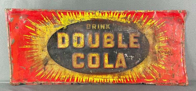 Antique Double Cola Tin Advertising Sign - Matthew Bullock Auctioneers