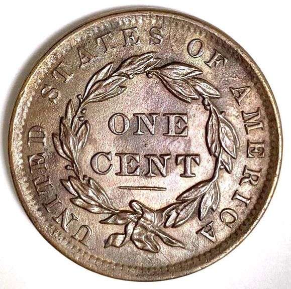 1837 Braided Hair Coronet Head Large Cent - Matthew Bullock Auctioneers