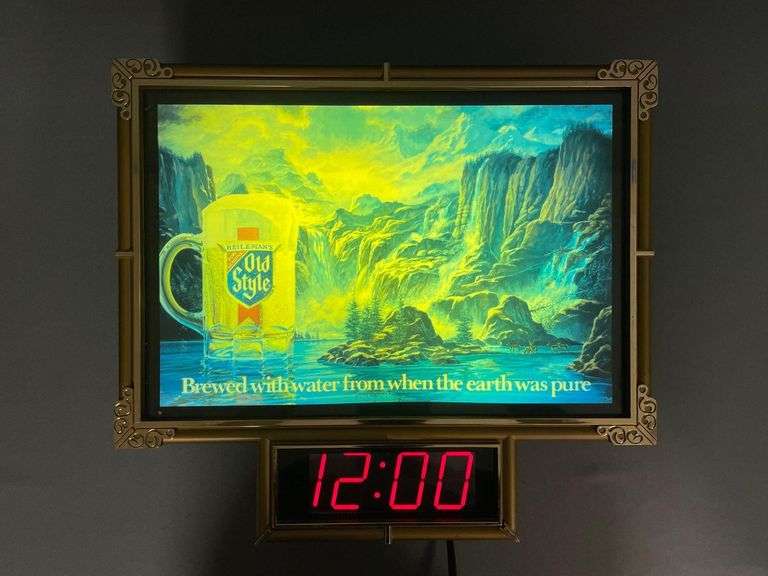 Old Style Beer Light Up Waterfall Advertising Digital Clock - Matthew ...