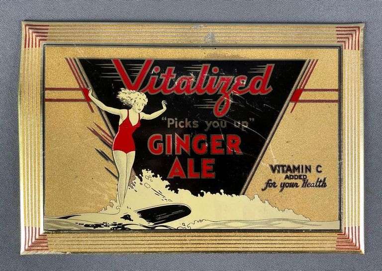 Antique 1930s Vitalized Ginger Ale Advertising Sign - Matthew Bullock ...