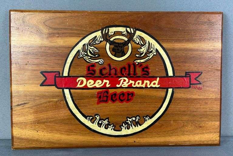 Vintage Schells Deer Brand Beer Wood Advertising Sign - Matthew Bullock ...